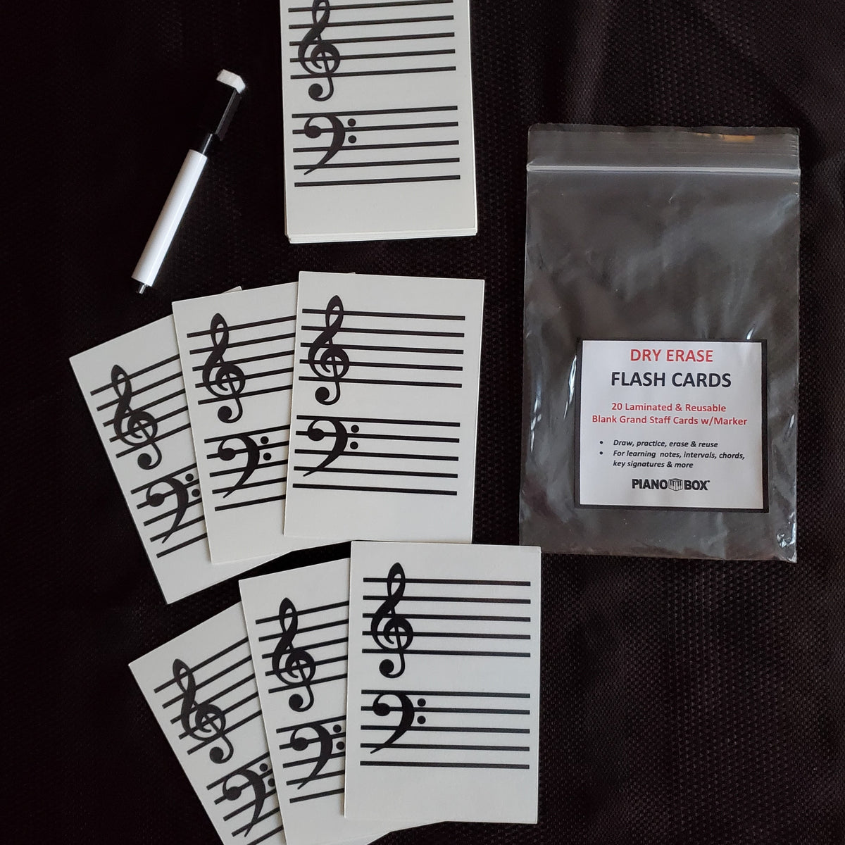 Flash Cards - Dry Erase - Blank Grand Staff (Laminated) – PianoBox