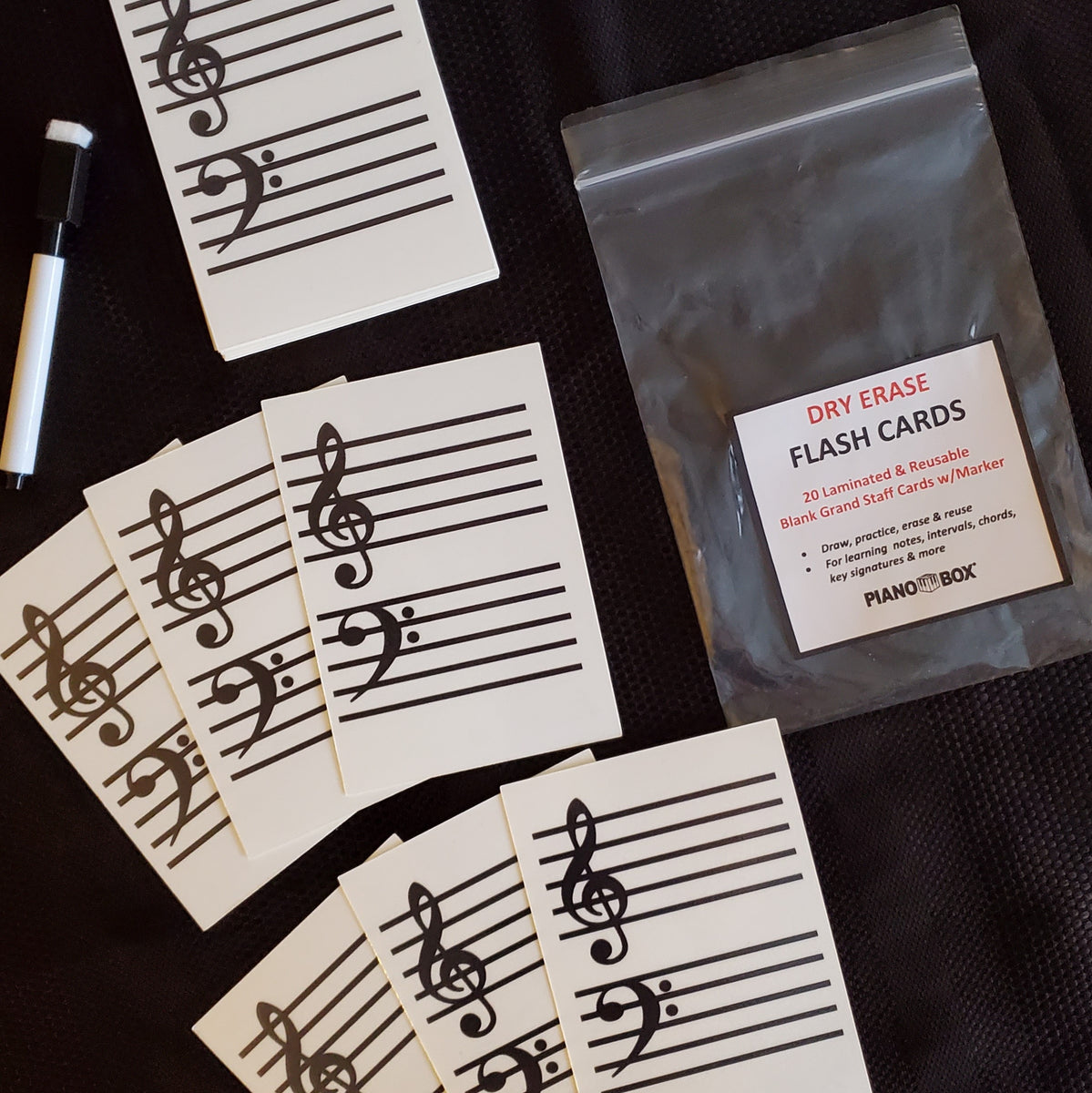 Flash Cards - Dry Erase - Blank Grand Staff (Laminated) – PianoBox